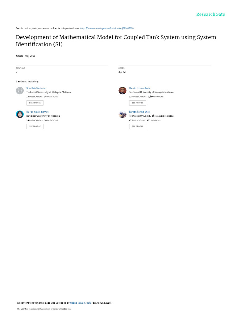 Development of Mathematical Model For Coupled Tank System using System ...