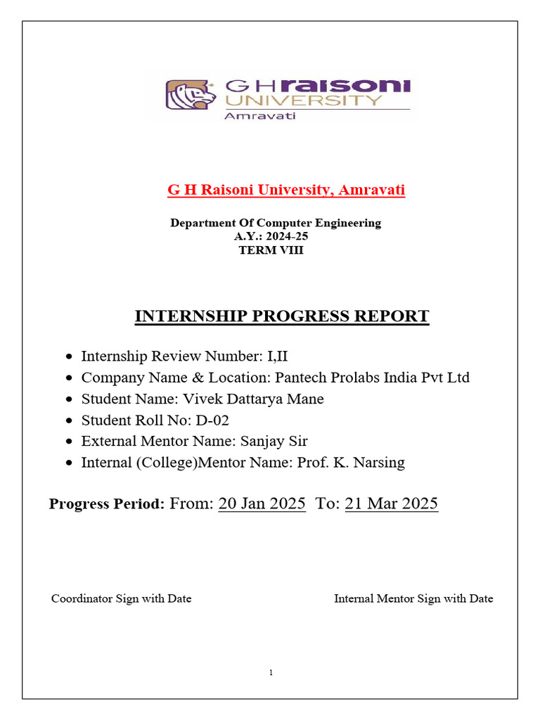 Internship Progress Report Vivek | PDF | Databases | Cloud Computing