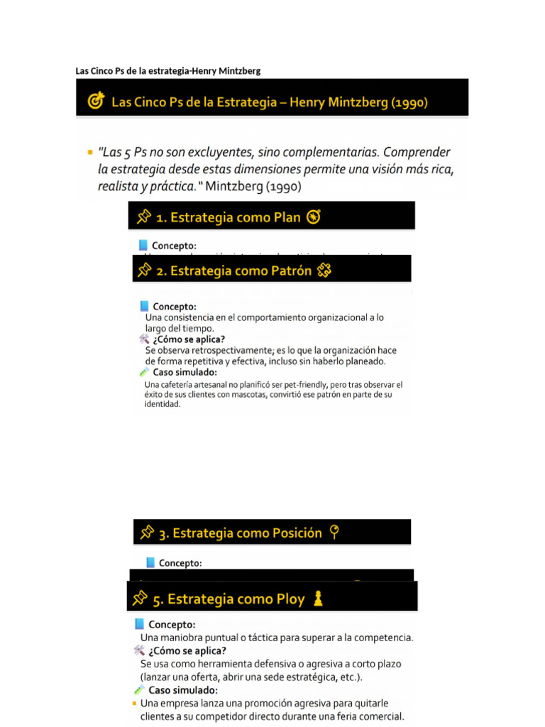Las Cinco Ps de La Estratégia-Henry Mintzberg | PDF