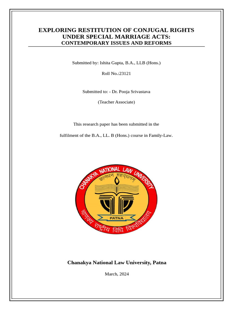 Exploring Restitution of Conjugal Rights Under SMA | PDF | Marriage | Divorce