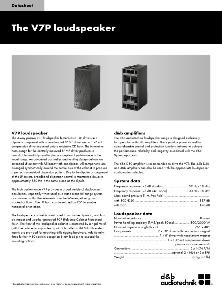 d&b V7P Loudspeaker Specifications | PDF | Loudspeaker | Sound Production