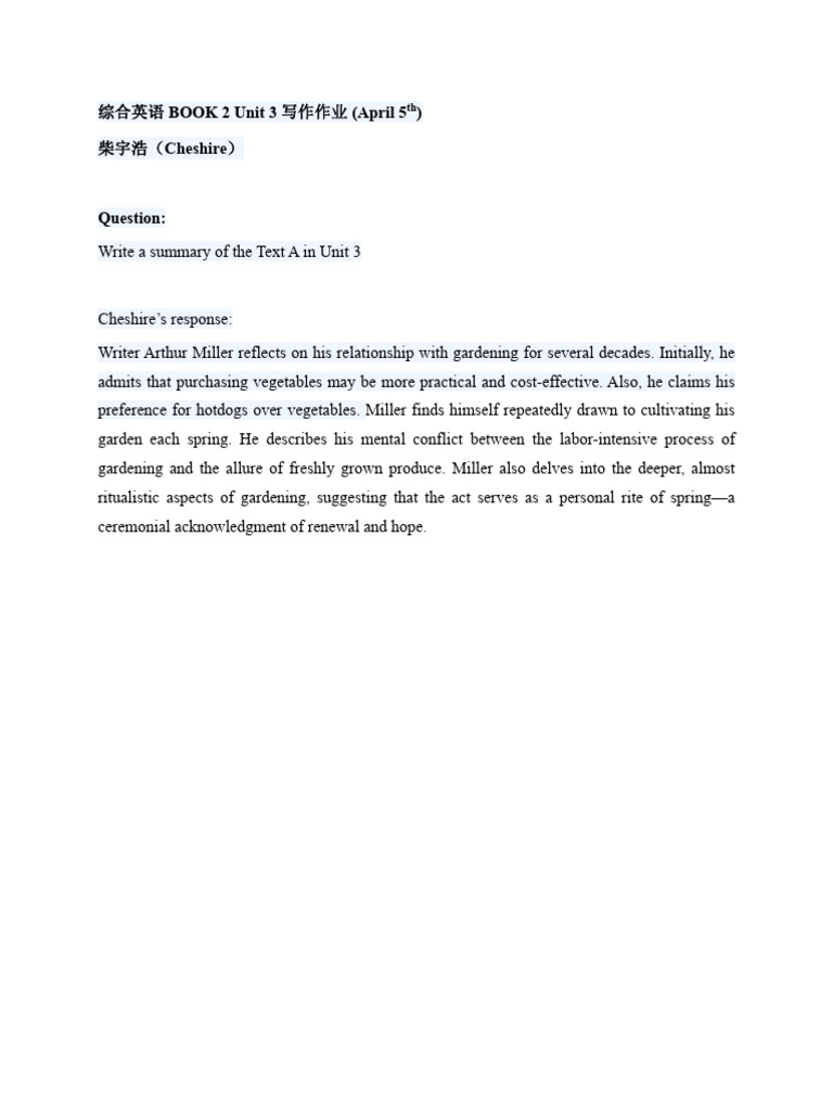 综合英语book 2 Unit 3 写作作业 | PDF