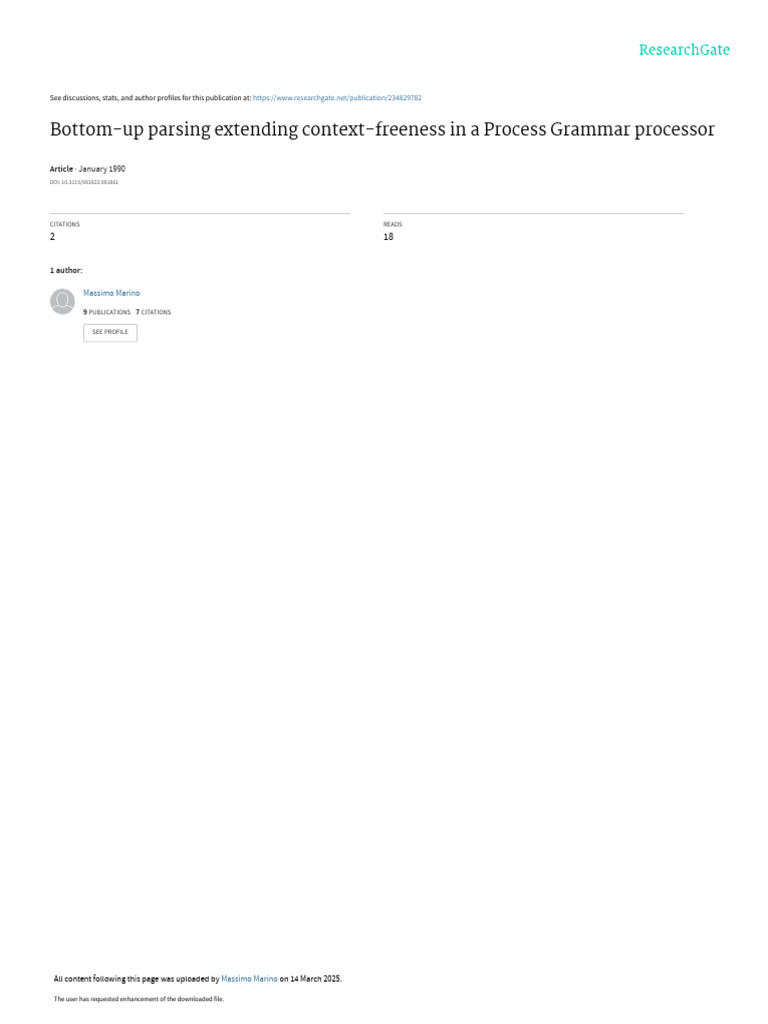 Bottom Up Parsing Extending Context Freeness in A Bottom Up Parser | PDF | Parsing | Theoretical ...