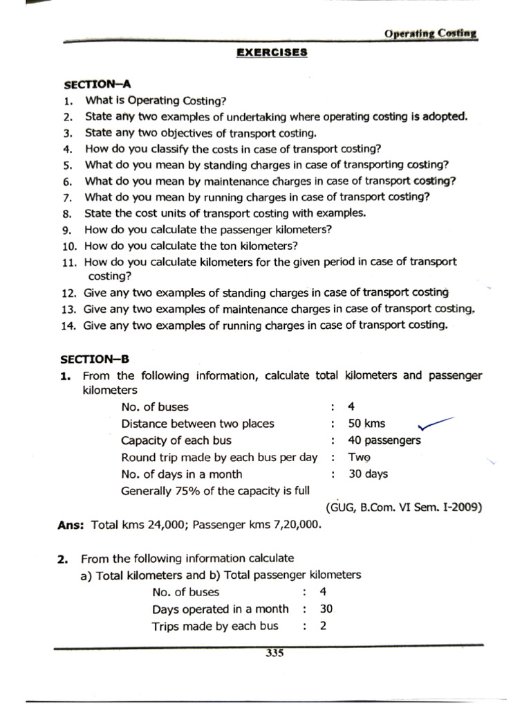 Operating Costing | PDF