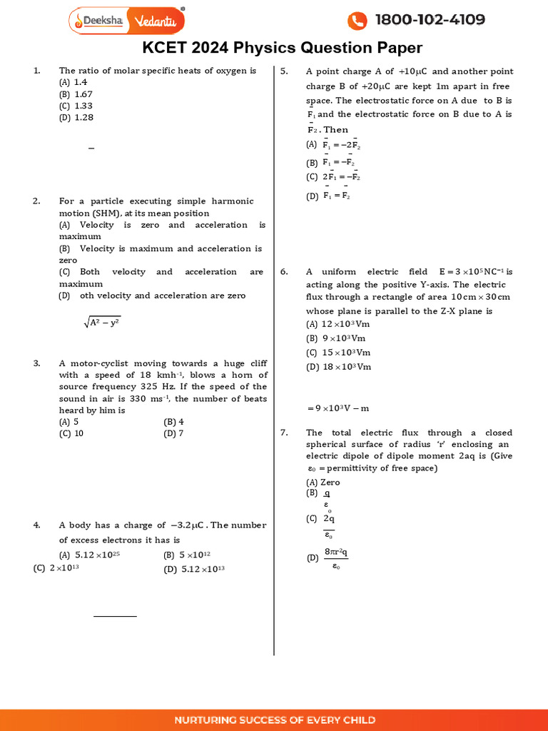 KCET 2024 Physics Question Paper-2 | PDF | Diode | Electrical ...