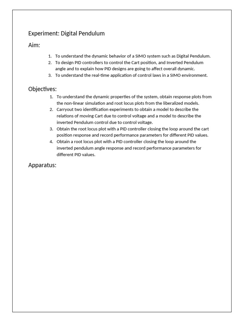 Control Systerm - Digital Pendulum | PDF | Control Theory | Nonlinear System