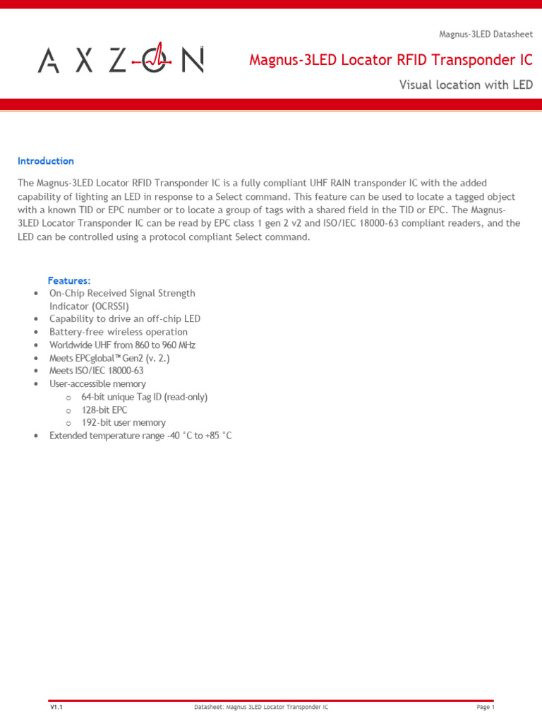 Magnus 3LED Locator RFID IC Datasheet | PDF | Radio Frequency ...
