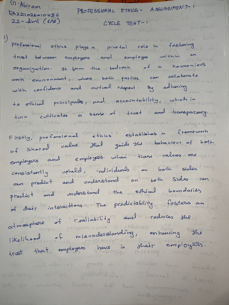 Professional Ethics Assignment 1 Abiram (Z2-Cse Aiml) 486 | PDF