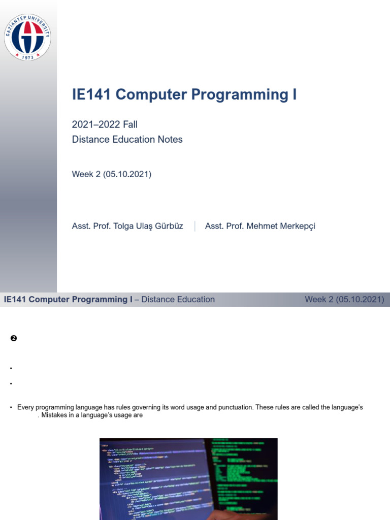 IE141 Distance Education Notes Week 2 | PDF | Programming Language ...