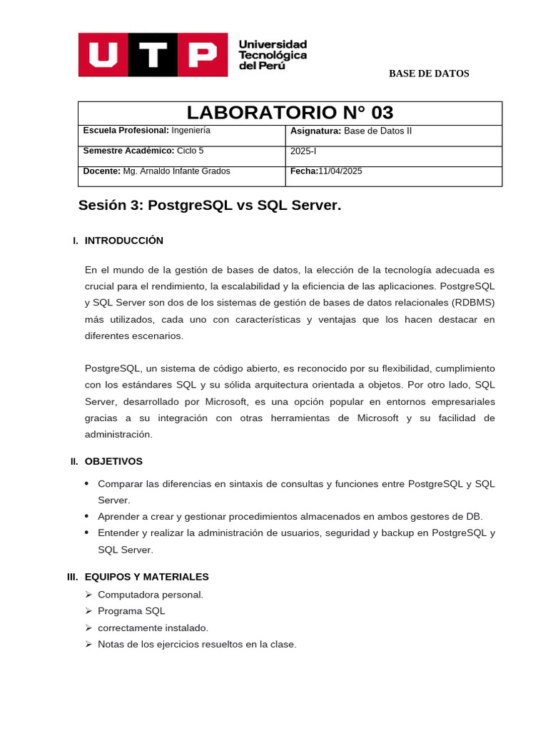 Laboratorio #3 | PDF | Servidor SQL de Microsoft | SQL