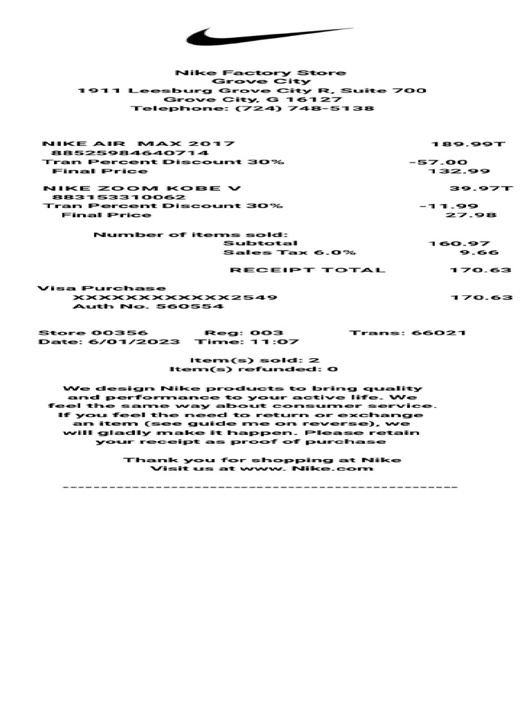 Ticket Nike | PDF