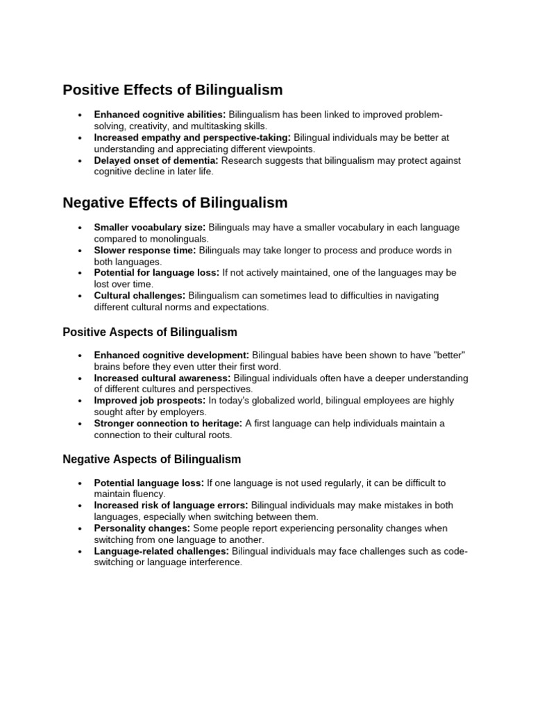 Positive Effects of Bilingualism | PDF