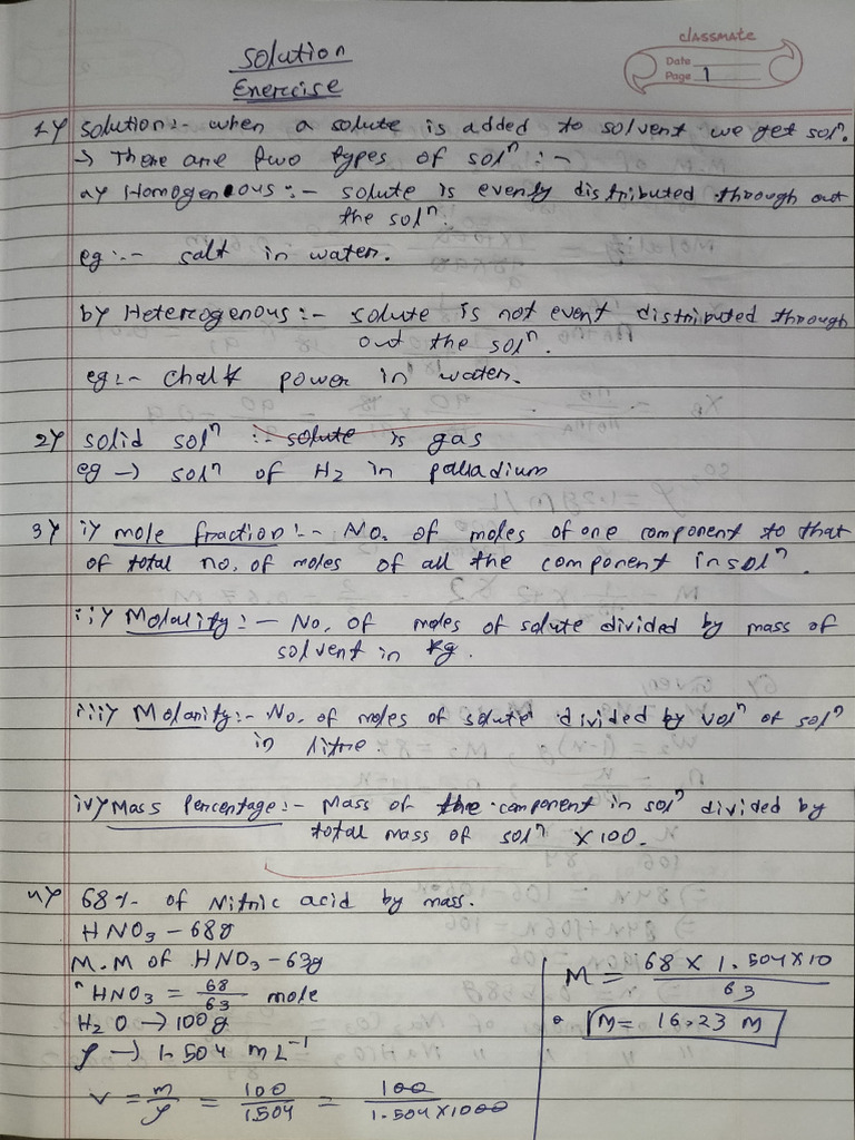 Chemistry Class 12 Chapter 1 Exercise | PDF