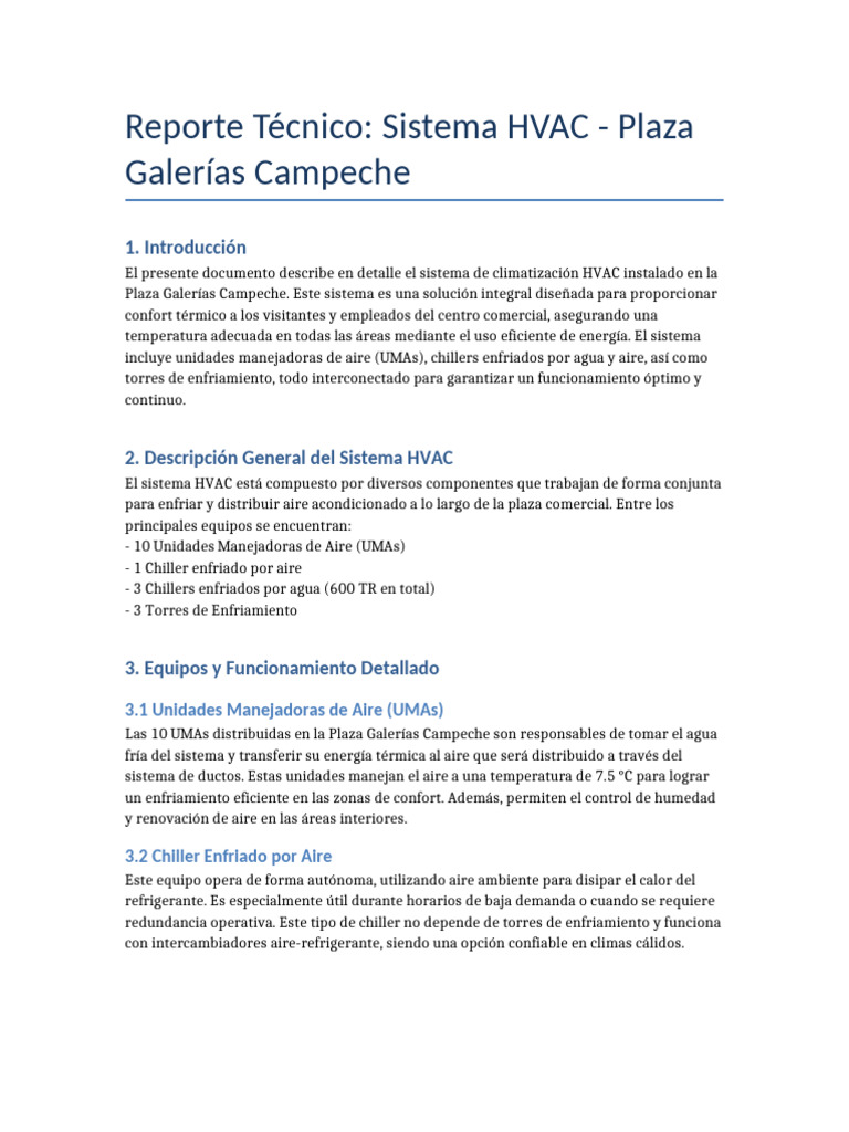Reporte HVAC Galerias Campeche | PDF | Aire acondicionado | Agua