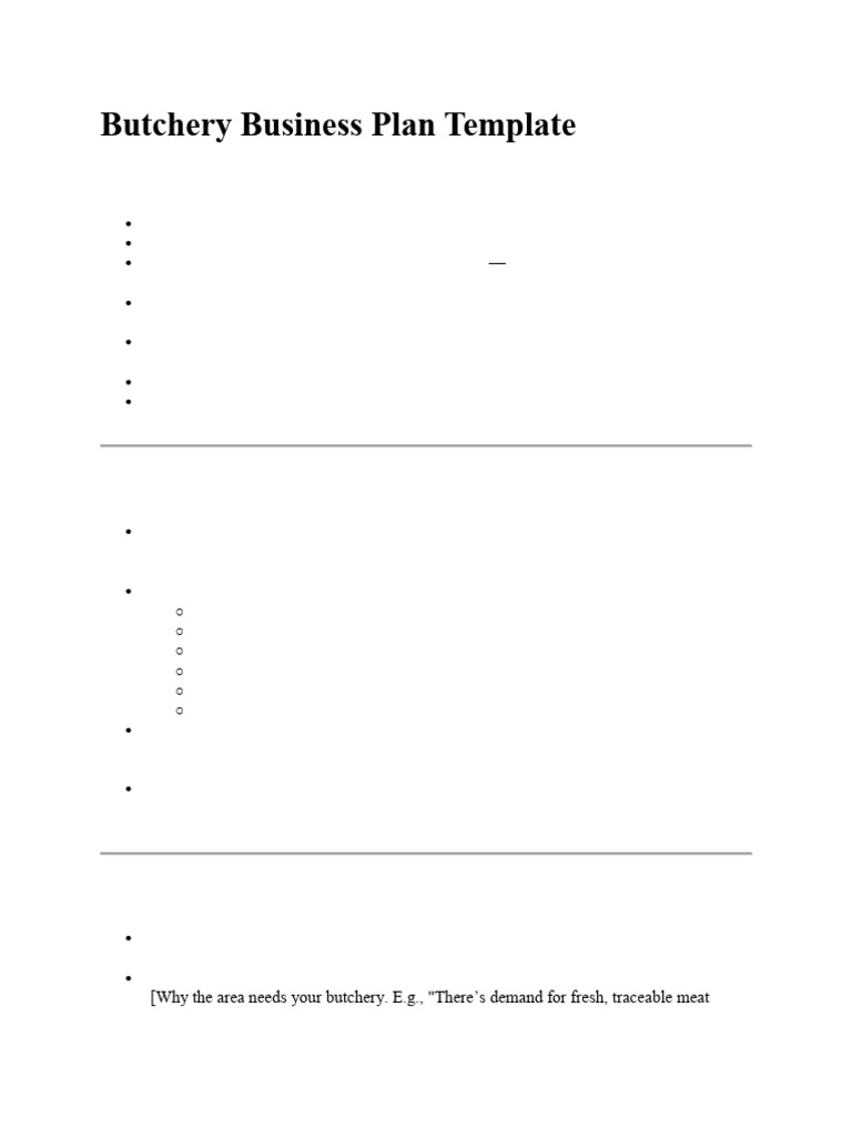 Butchery Business Plan Template | PDF | Meat | Slaughterhouse