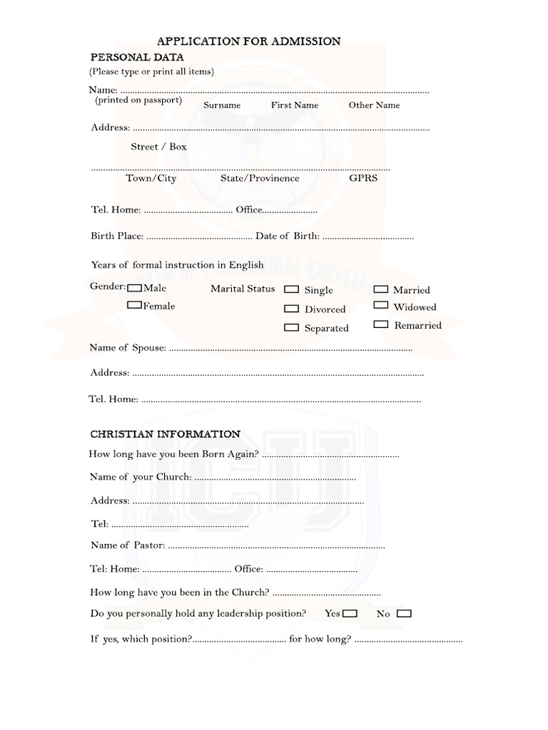 Adm Form 2 | PDF