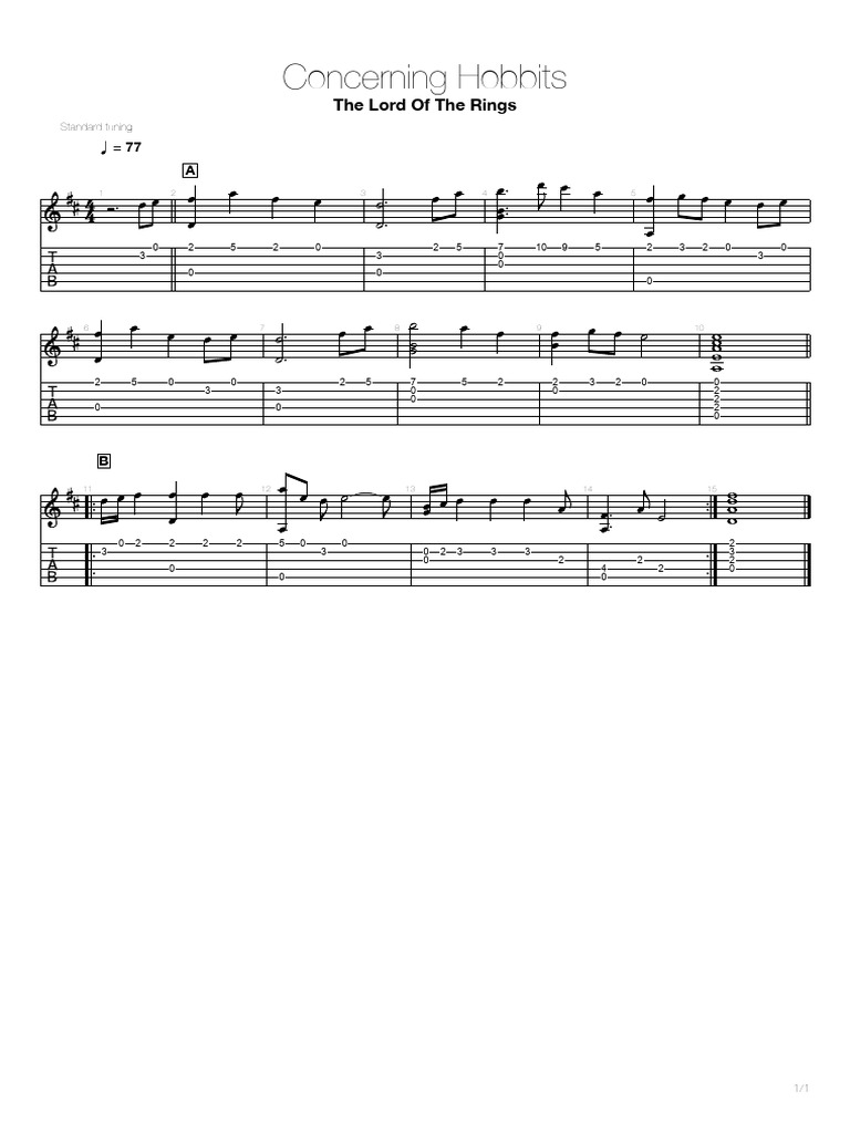 Concerning Hobbits Music Notation | PDF | English Fantasy Novels ...