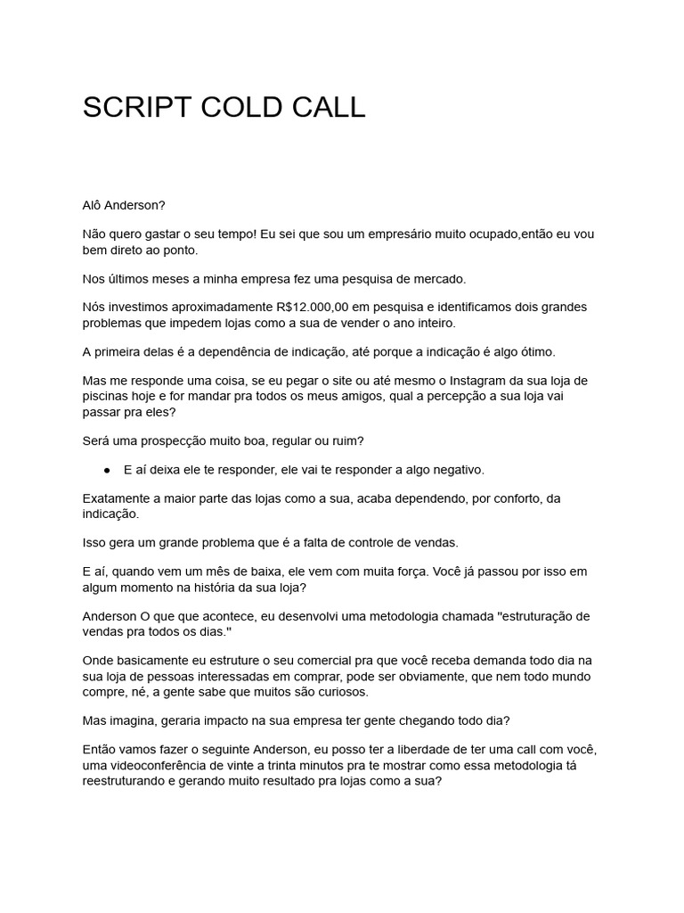 SCRIPT COLD CALL - Documentos Google | PDF