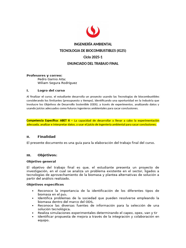 Trabajo Final_IG25_202501 - TB1 | PDF | Biocombustible