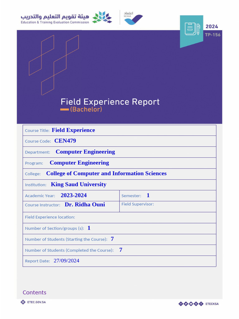 CR-TP-156 FE Report-S1-2023-2024 | PDF | Knowledge | Learning