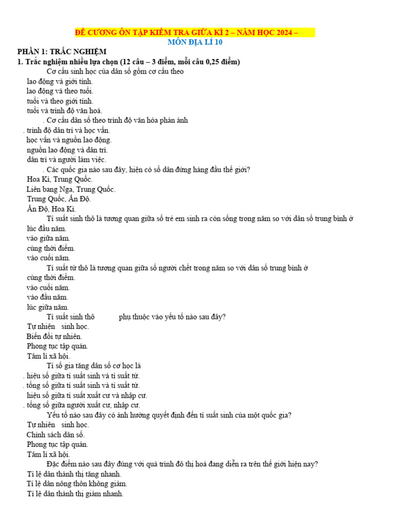 De-cuong-on-tap-giua-HK2-Dia-10-Canh-dieu-24-25 | PDF