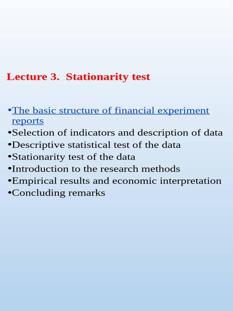 Lecture 3. Stationarity Test | PDF | Stationary Process | Time Series