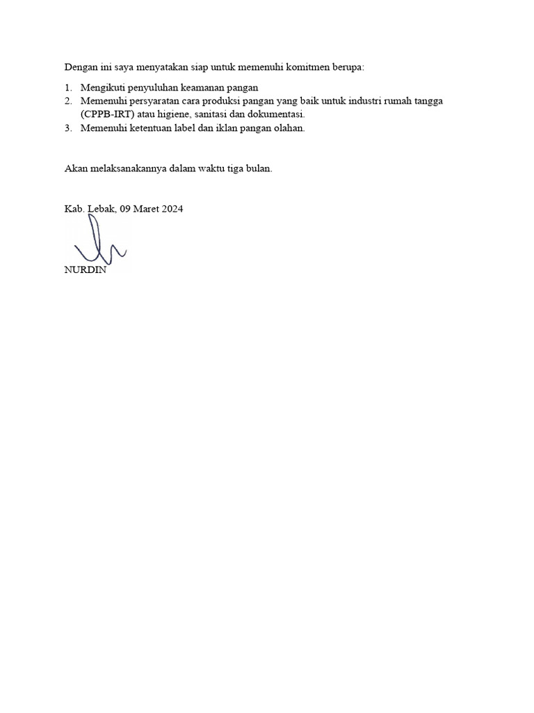 Surat Pernyataan SPP-IRT | PDF