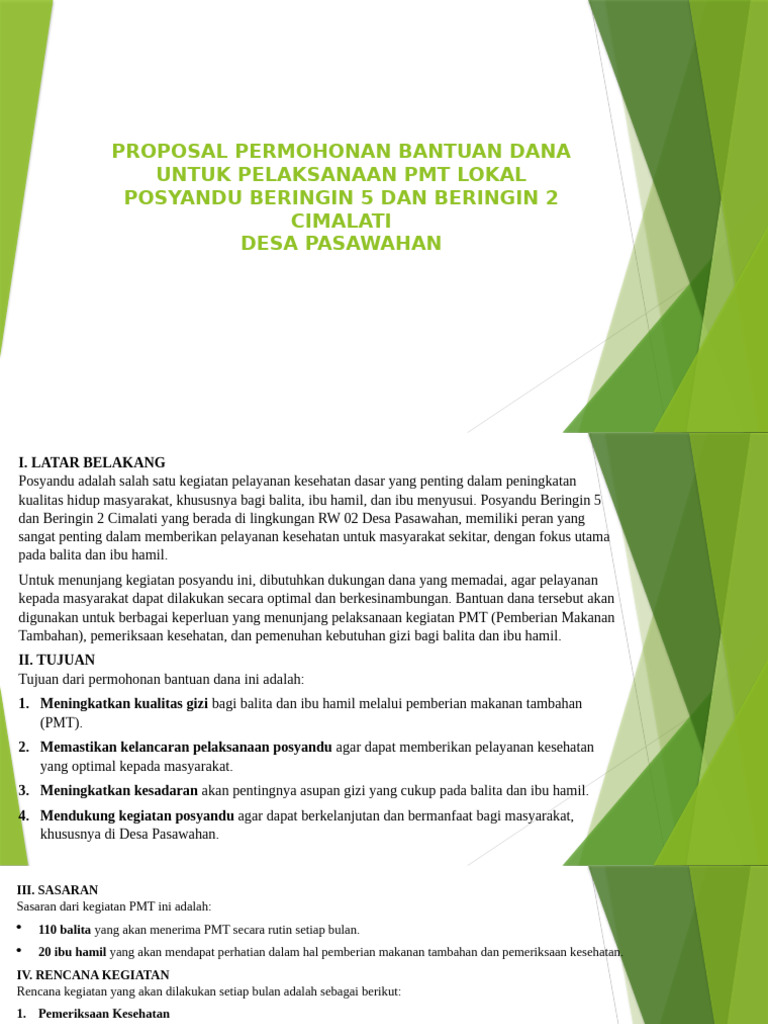 Proposal Permohonan Bantuan Dana PMT Posyandu - 042953 | PDF