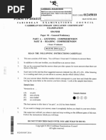 CSEC French Paper One Answers | PDF