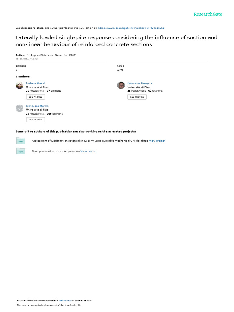 Laterally Loaded Single Pile Response Considering The Influence of Suction and Non-Linear ...