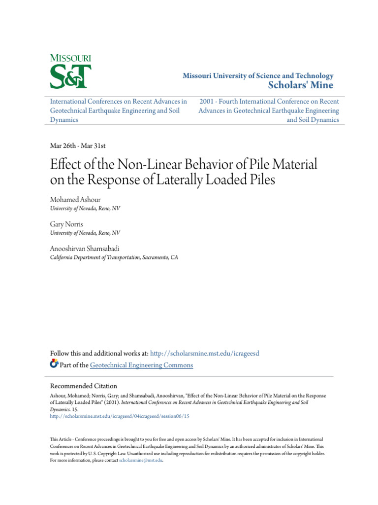 Effect of the Non-Linear Behavior of Pile Material on the Response of ...