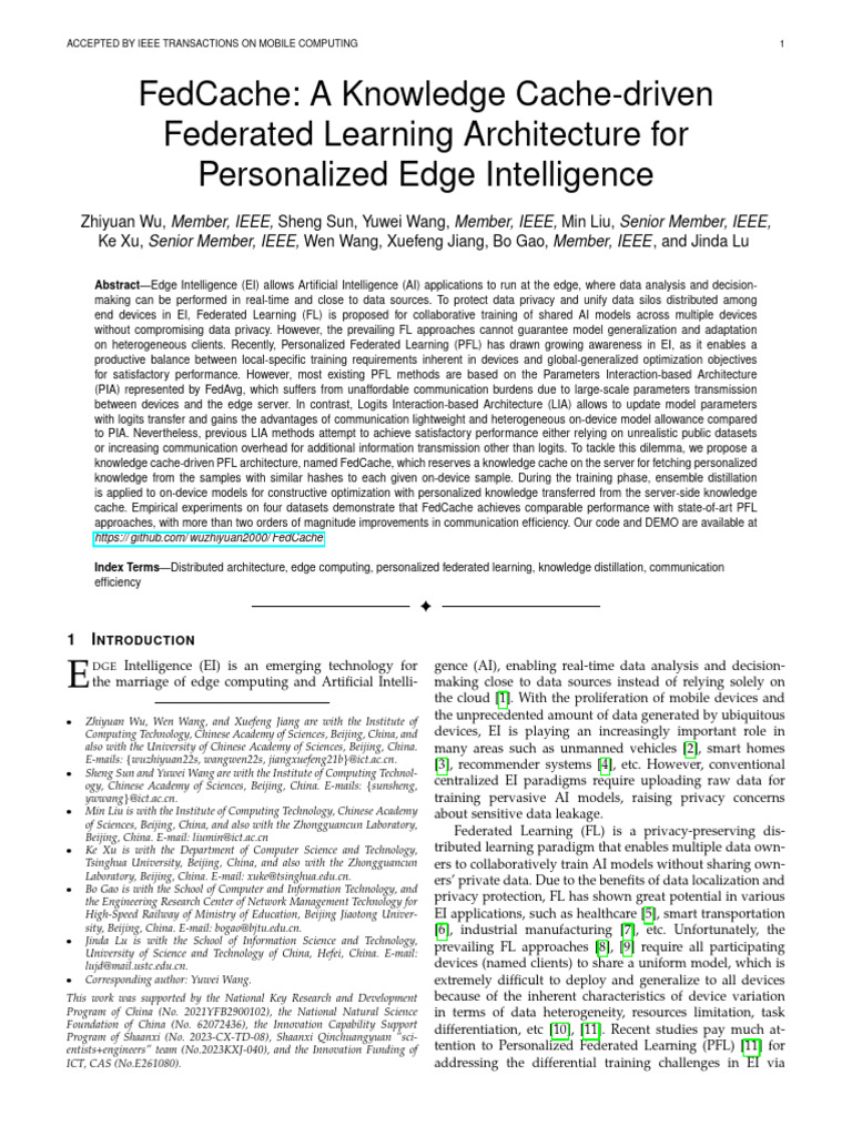 Fedcache: A Knowledge Cache-Driven Federated Learning Architecture For Personalized Edge ...