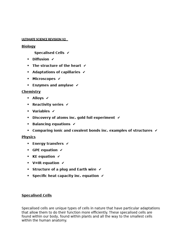 Ultimate Science Revision V2 | PDF | Heart | Atrium (Heart)