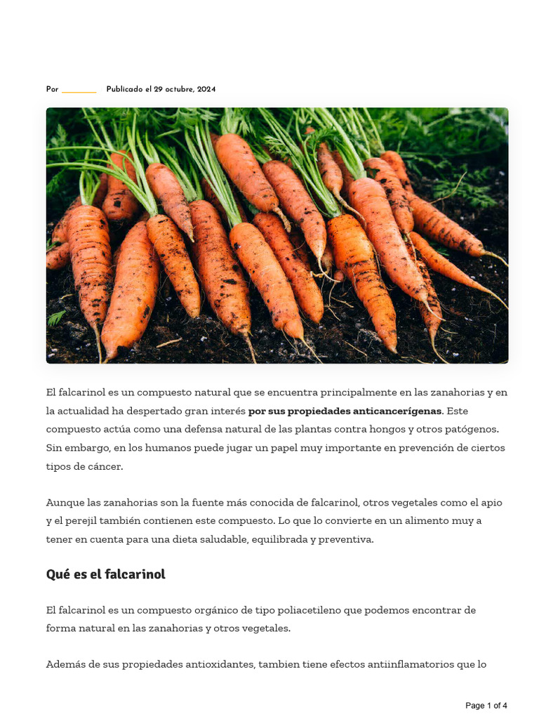Falcarinol: Beneficios y Fuentes Naturales | PDF | Cáncer | Neoplasias