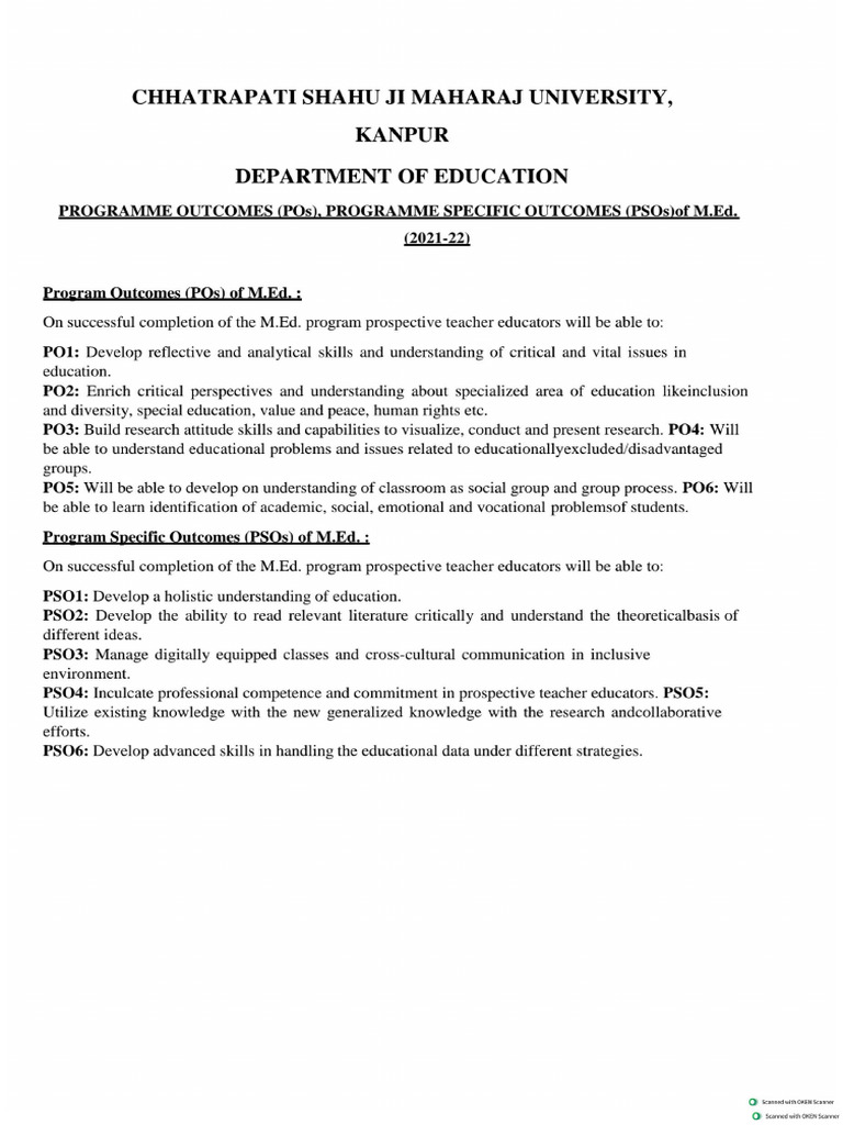 M.ed. 4th Semester Syllabus | PDF