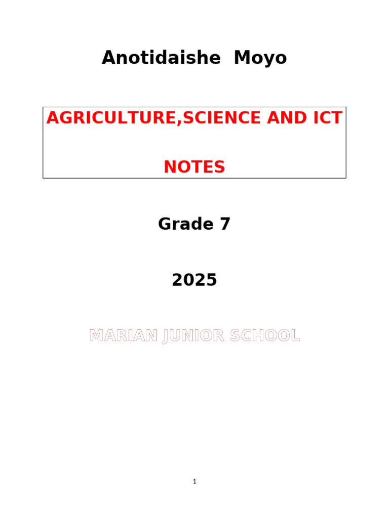Anotida Cover Page Agriculture Notes | PDF