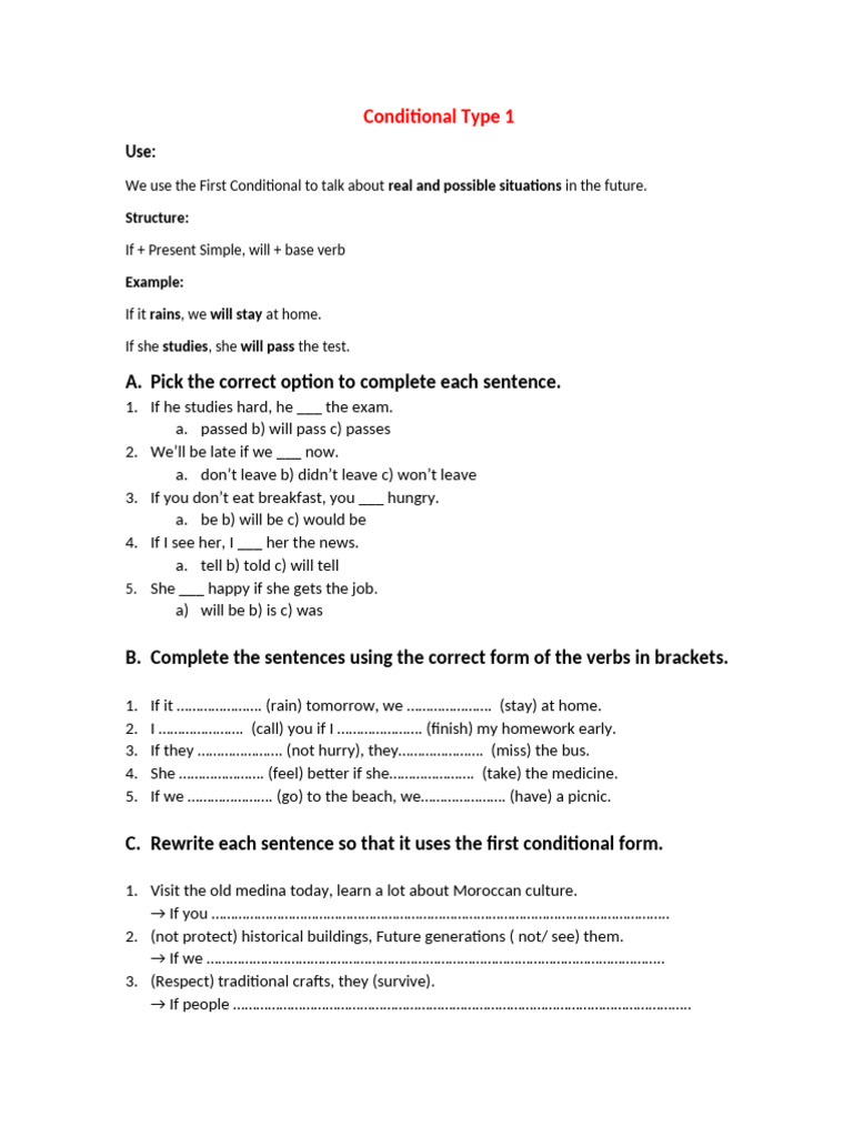 First Conditional Worksheet | PDF