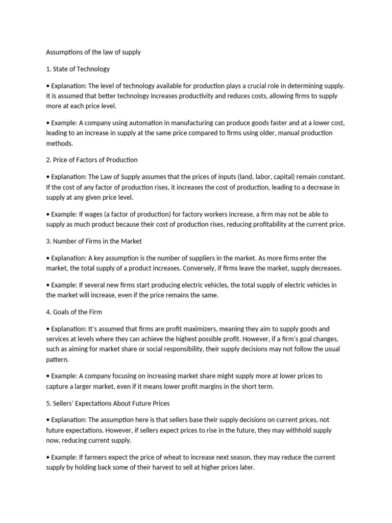 Assumptions of the Law of Supply | PDF | Prices | Auction