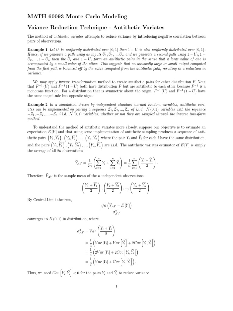 Antithetic Variates | PDF | Variance | Statistical Analysis