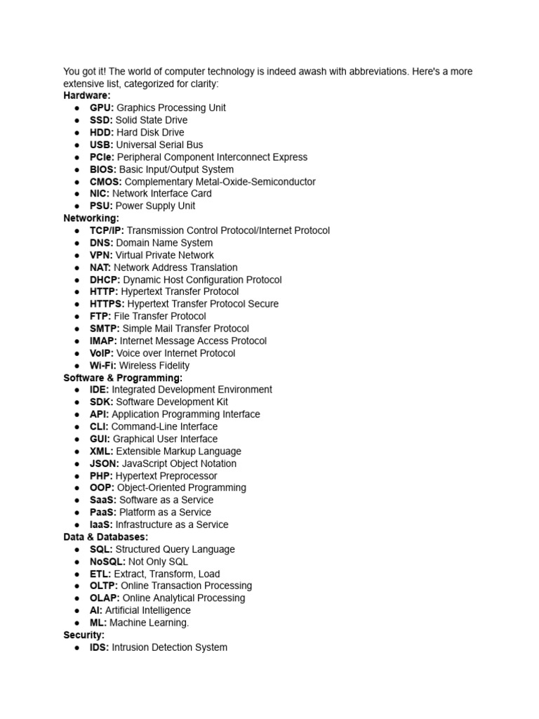 More Computer Technology Abbreviations | PDF