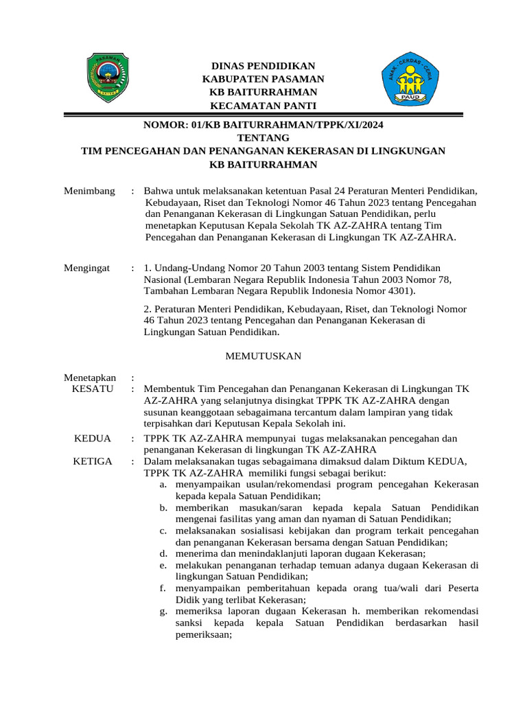 Contoh SK TPPK | PDF