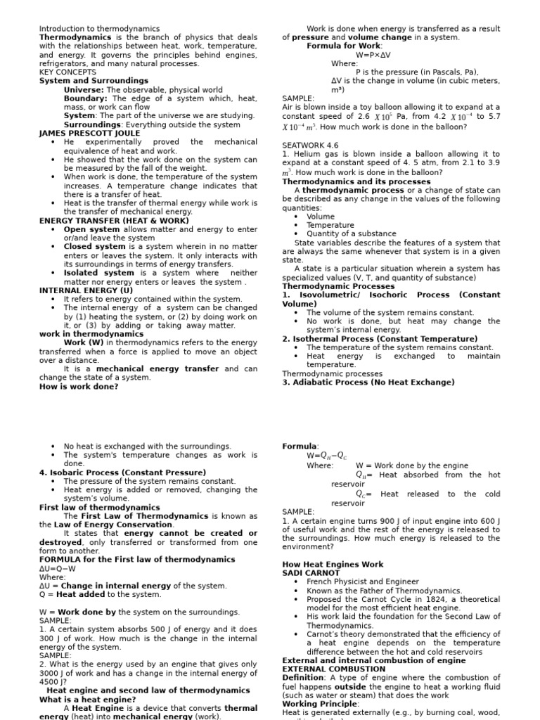 Introduction To Thermodynamics | PDF | Heat | Internal Combustion Engine