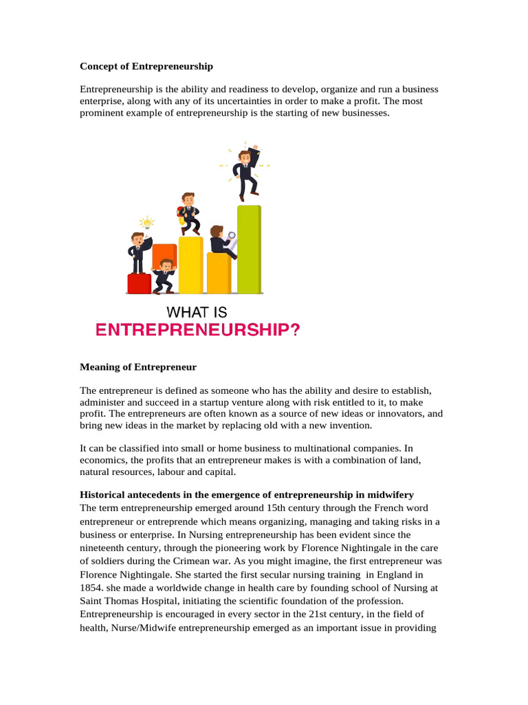 Concept of Entrepreneurship 1 | PDF | Cost Of Living | Entrepreneurship