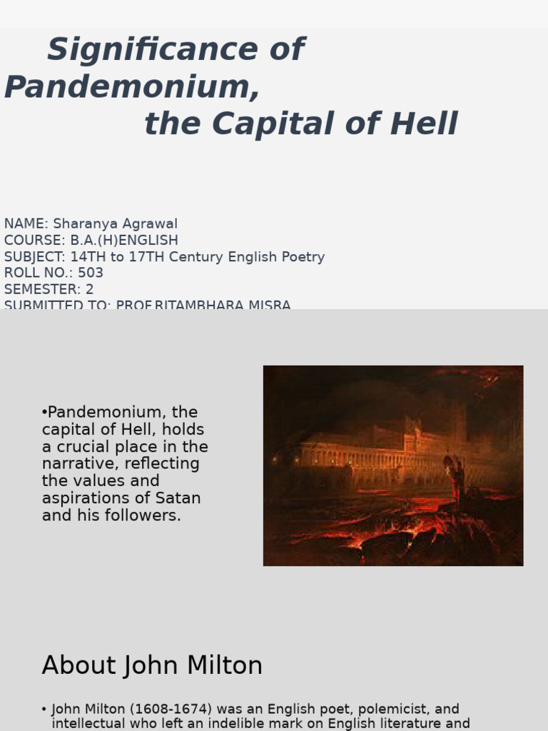 Presentation On Pandemonium | PDF | Paradise Lost | Satan