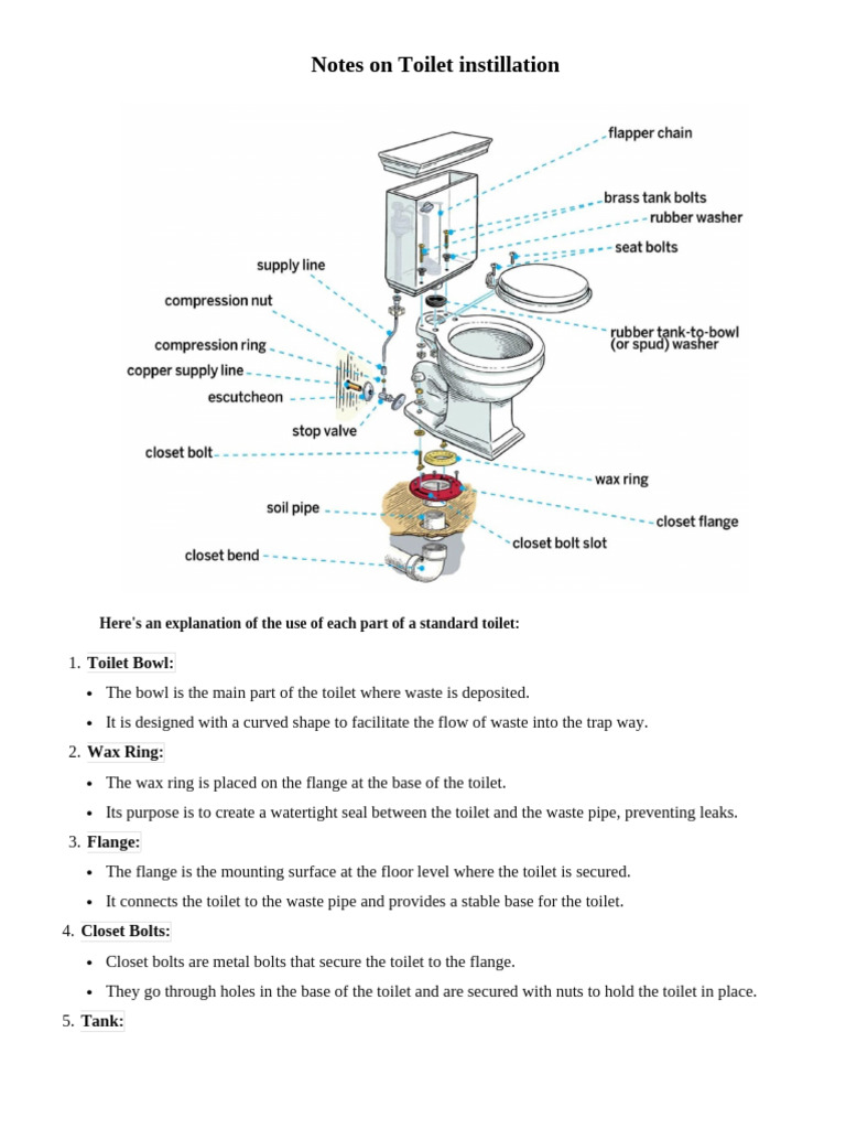 Plumbing Notes On Toilet Instillation | PDF | Valve | Toilet