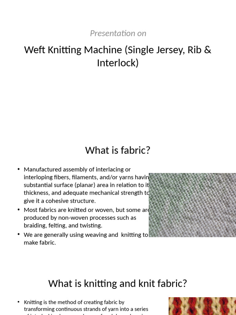 Weft Knitting Machiene Slides | PDF | Knitting | Textiles