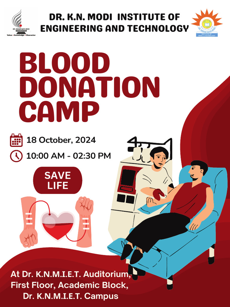 Red Illustrative Donation Blood Poster | PDF