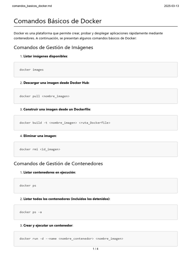 Comandos Basicos Docker | PDF | Arquitectura de Computadores | Ciencias de la Computación