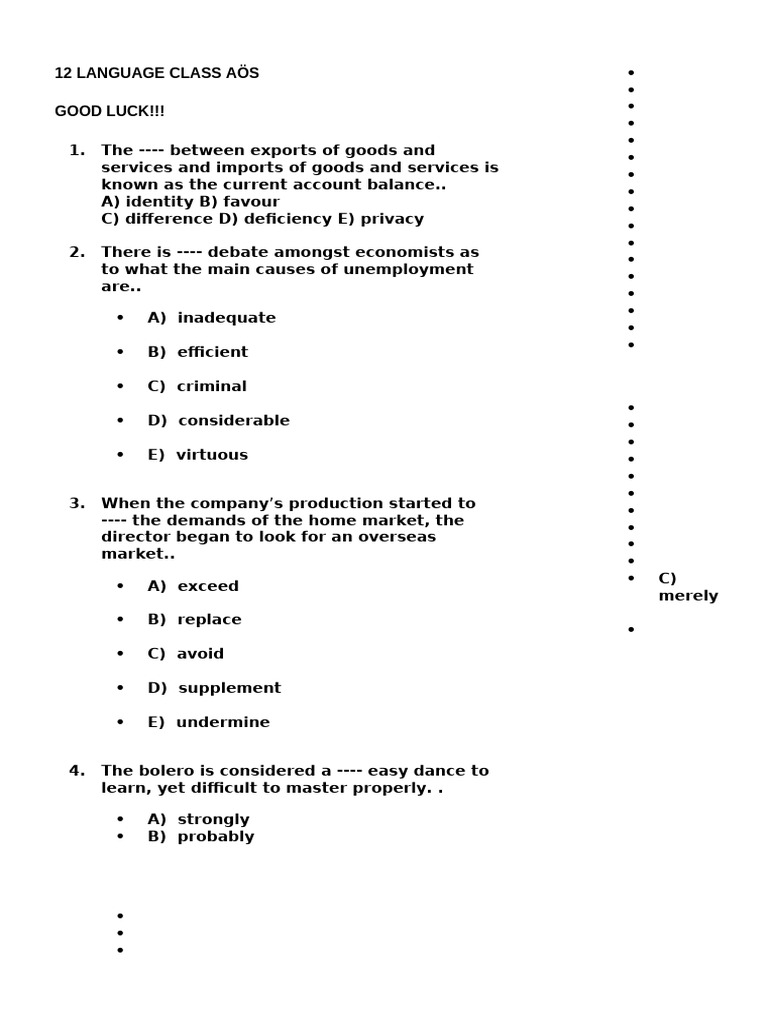English Language Test Questions | PDF