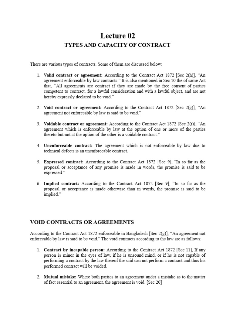 0 - 2.types & Capacity To Contract | PDF | Legal Liability | Business Law